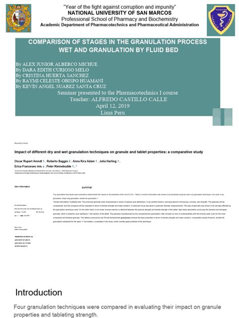 Seminar 5 Compare The Stages Of The Wet Granulation And Dry Granulation Process Pdf Tablet