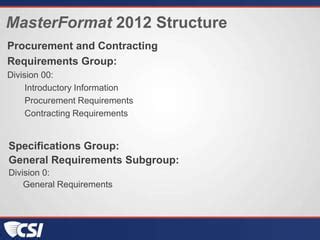 Csi Masterformat Reference Document 20240227 Ppt