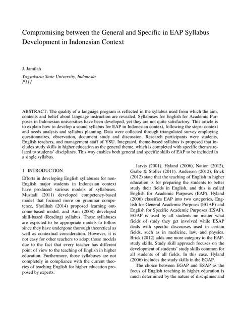 Pdf Compromising Between The General And Specific In Eap Syllabus