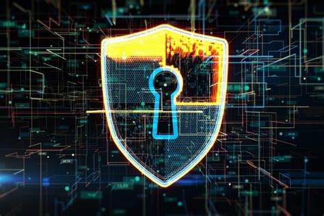 Virus Security And Network Protection Concept With Front View On Digital Shield Symbol With