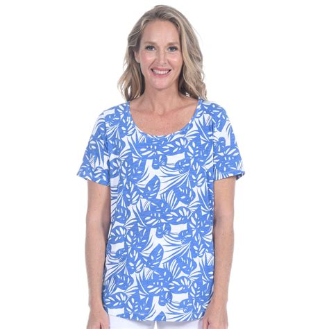 Ladies Blue And White Cotton Island Tee