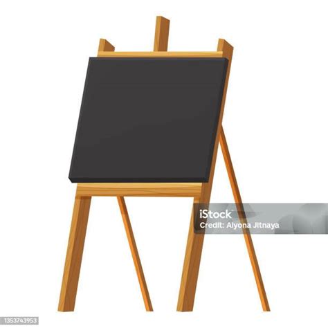 칠판 흰색 배경에 고립 된 만화 스타일의 나무 이젤 삼각대에 칠판 프레젠테이션 빈 프레임입니다 벡터 일러스트레이션 Unspecified에 대한 스톡 벡터 아트 및 기타