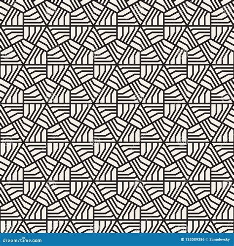 Abstract Geometric Pattern With Stripes Vector Seamless Background Black And White Lattice