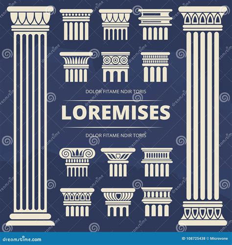 Classic Ancient Columns And Architecture Elements Set Stock Vector