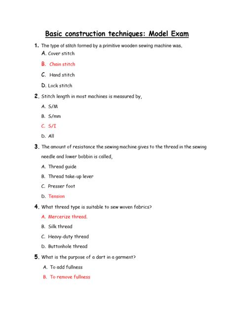 Basic Construction Techniques Questions Download Free Pdf Seam