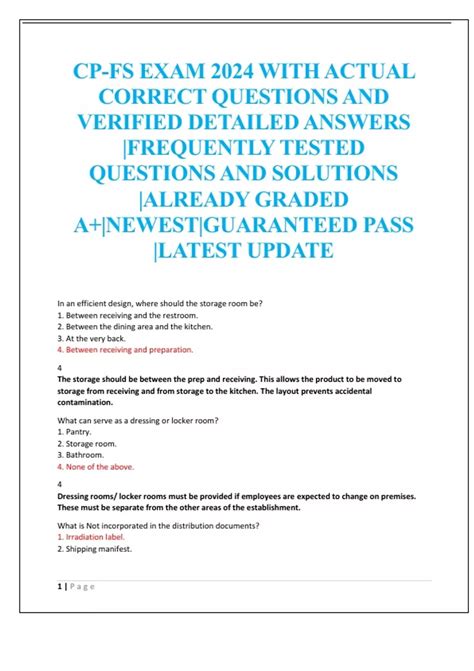 Cp Fs Exam 2024 With Actual Correct Questions And Verified Detailed Answers Frequently Tested