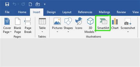 how to insert smartart in microsoft word geeksforgeeks