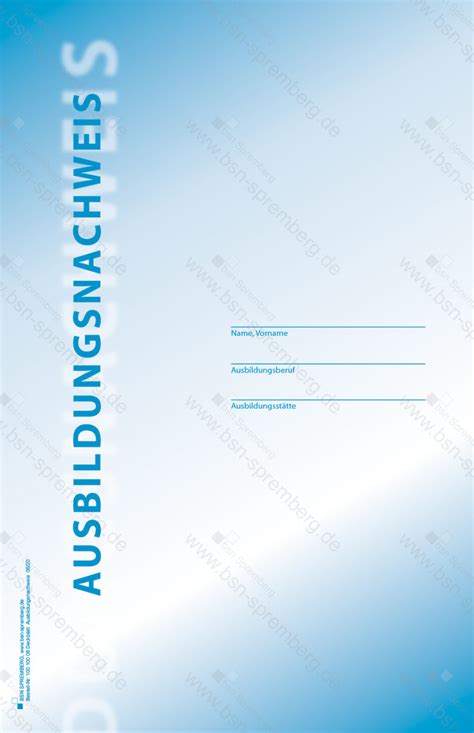 Deckblatt Ausbildungsnachweis Leicht Kartoniert 10010008 BSN SPR