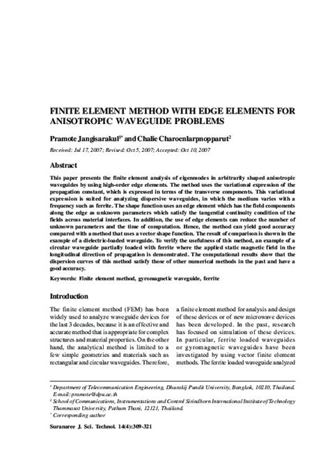 Pdf Finite Element Method With Edge Elements For Anisotropic