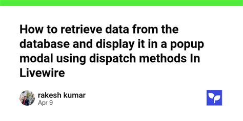 How To Retrieve Data From The Database And Display It In A Popup Modal