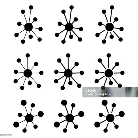 Set Of Hub Flat Network Icon Connect Structure Vector Symbol Isolated Background Technology