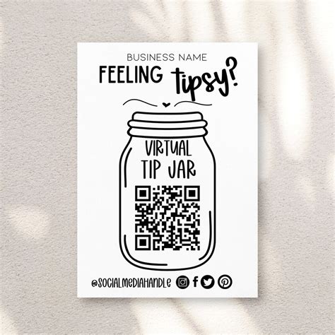 Virtual Tip Jar Qr Code Sheet Business Tip Sheet Qr Code Display Tip Jar Small Business