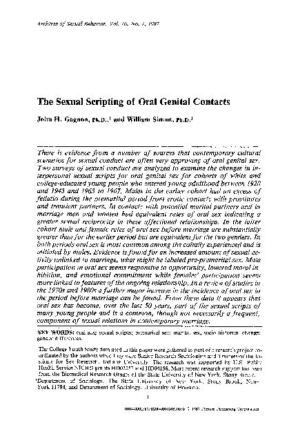 Pdf The Sexual Scripting Of Oral Genital Contacts