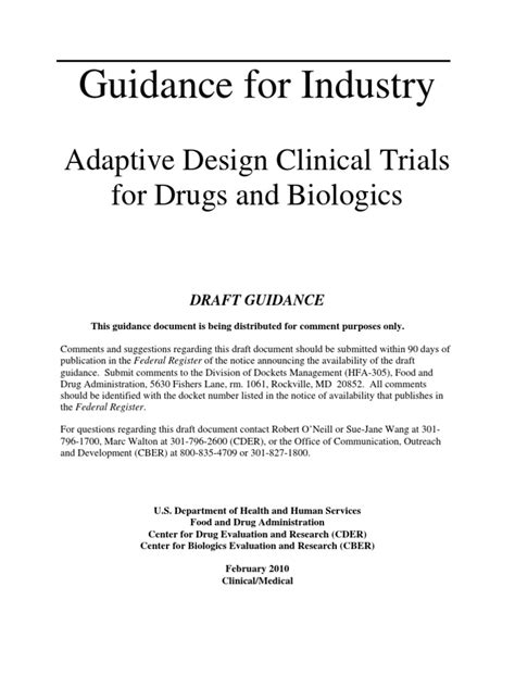 Fda Guidance For Industry Clinical Trial Food And Drug Administration