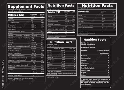 Nutrition Facts Template Supplement Facts Template And Vitamin Facts