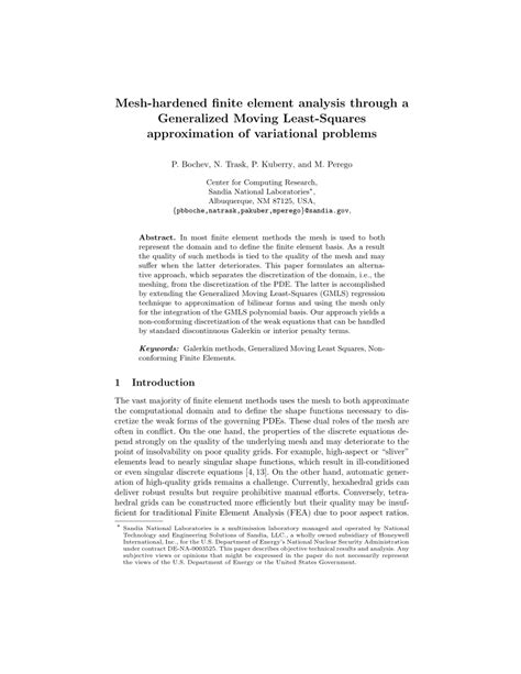 Pdf Mesh Hardened Finite Element Analysis Through A Generalized Moving Least Squares