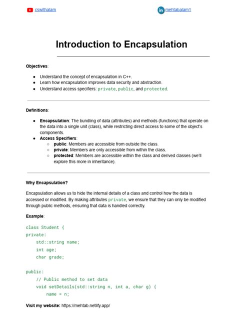 Introduction To Encapsulation | PDF | Computer Science | Object (Computer Science)