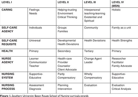 Table 1 From The Self Care Deficit Nursing Theory As A Curriculum Conceptual Framework In