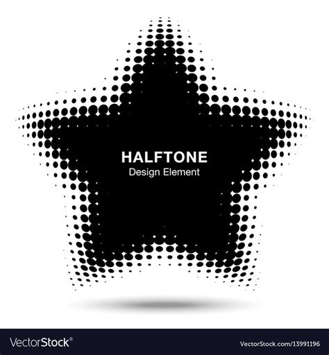 Convex Black Abstract Vector Distorted Star Frame Halftone Dots Logo Emblem Design Element For