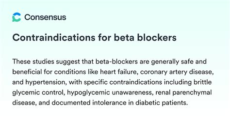 Contraindications For Beta Blockers Consensus Academic Search Engine