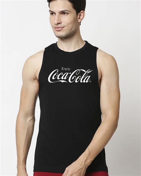 Buy Mens Black Enjoy Coca Cola Typography Vest Online At Bewakoof