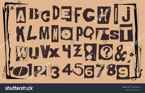 Punk Typography Vector Alphabet Numbers Type Stock Vector Royalty Free