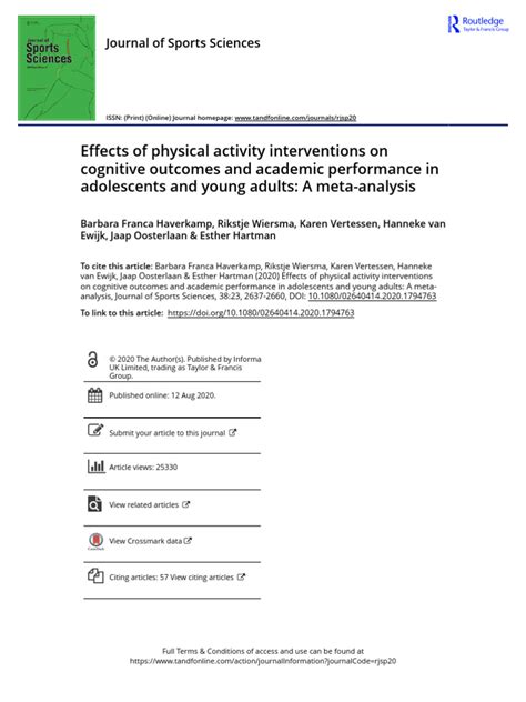 Effects Of Physical Activity Interventions On Cognitive Outcomes And Academic Performance In