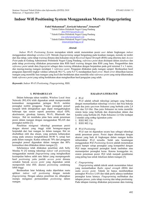 Pdf Indoor Wifi Positioning System Menggunakan Metode Fingerprinting