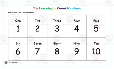 Learning To Count Numbers Worksheet By Teach Simple
