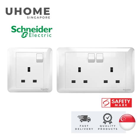 Schneider Affle Plus 13a Single Double Gang Switched Socket White