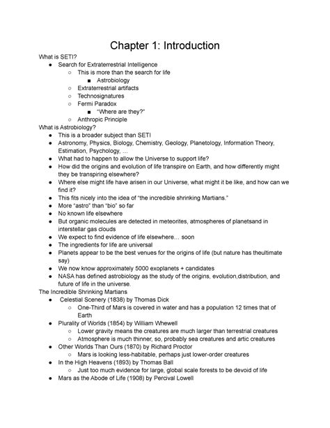 Physics Chapter 1 Notes Chapter 1 Introduction What Is Seti Search