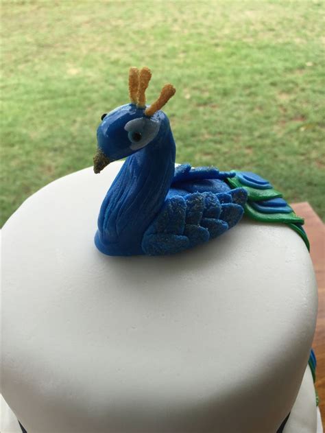 Peacock Fondant Topper For Wedding Cake