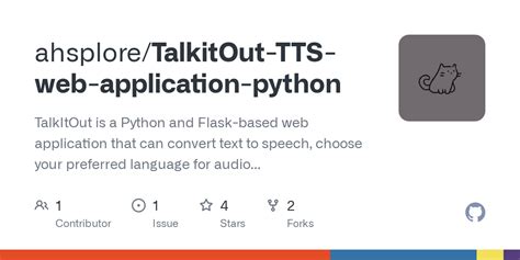 Github Ahsploretalkitout Tts Web Application Python Talkitout Is A