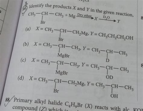identify the products x and y in the given reaction filo