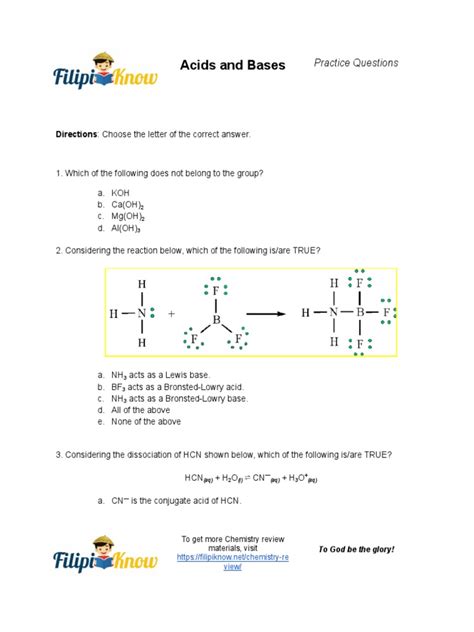 Acids And Bases Practice Questions Pdf