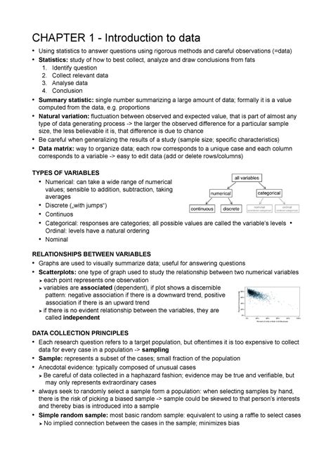 Statistics Final Summary All Chapters CHAPTER Introduction To Data Using Statistics To