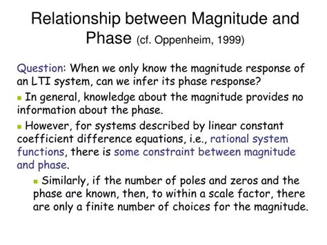 Ppt Relationship Between Magnitude And Phase Cf Oppenheim 1999