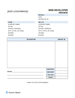 Web Developer Invoice Template Doc Template PdfFiller
