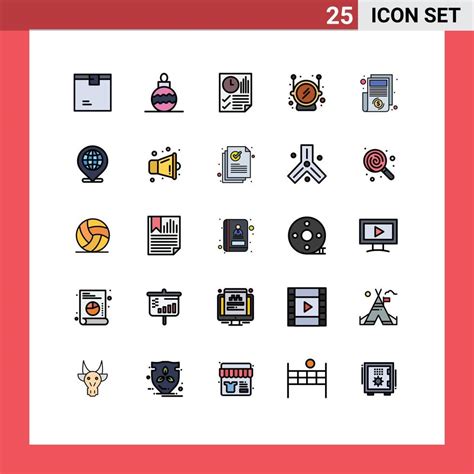 User Interface Pack Of 25 Basic Filled Line Flat Colors Of Document Safety Data Space Time