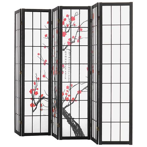 Vevor Room Divider 6 Panel Japanese Room Divider Screen Wood Folding