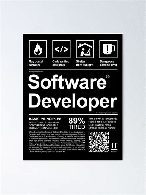 Software Developer Traits Funny Coding Life Poster For Sale By
