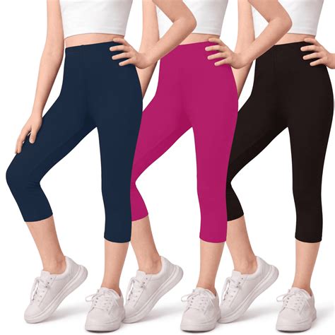 Sweet Hearts 3 Pack Girls Capri Leggings Elastic Waist Capris For