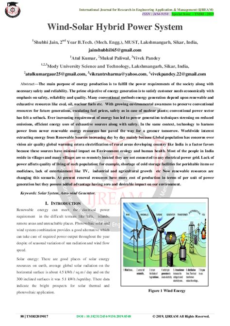 Pdf Wind Solar Hybrid Power System Mukul Kant Paliwal