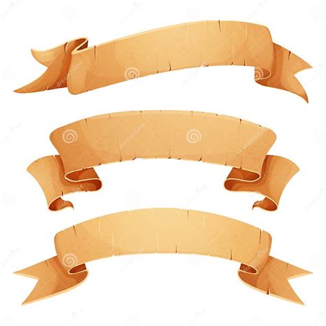 Set Parchment Paper Scroll Ribbon Old Vintage Banner Game Ui Element