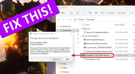 Windows 11 Host Virtualbox Install Error “this App Cant Run Because It Causes Security Or