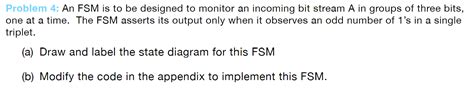 Solved Problem 4 An Fsm Is To Be Designed To Monitor An