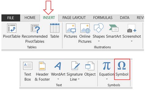 Insert Symbols In Excel