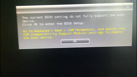 how to fix csm compatibility support module error parameter youtube