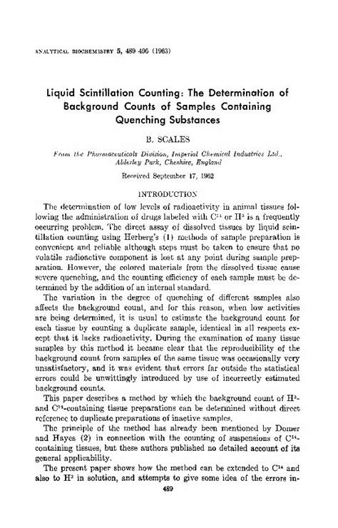 Pdf Liquid Scintillation Counting The Determination Of Background