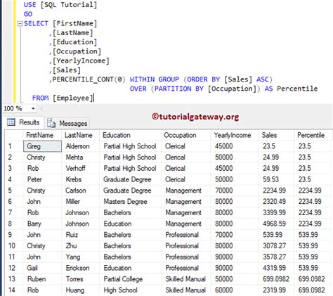 SQL PERCENTILE CONT